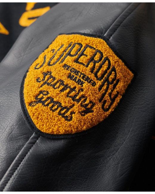 Superdry College Patched Varsity Jacket Navy in Blue | Lyst