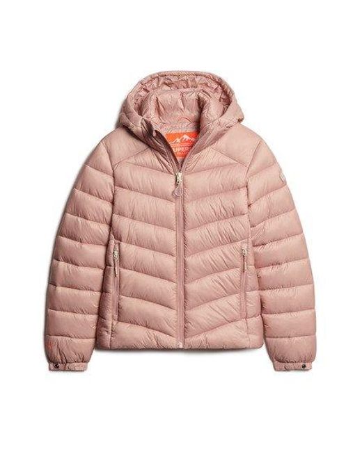 Superdry Hooded Fuji Padded Jacket in Pink | Lyst