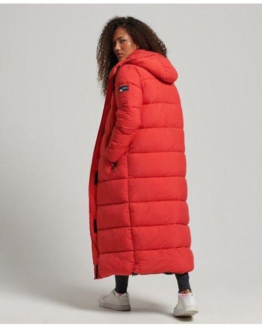 Superdry Ripstop Longline Puffer Jacket High Risk in Red | Lyst