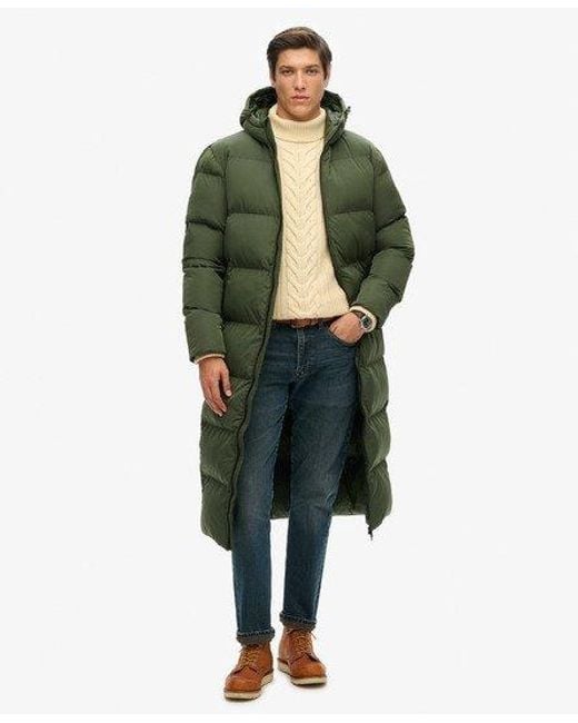 Superdry Extra Long Puffer Coat in Green for Men | Lyst