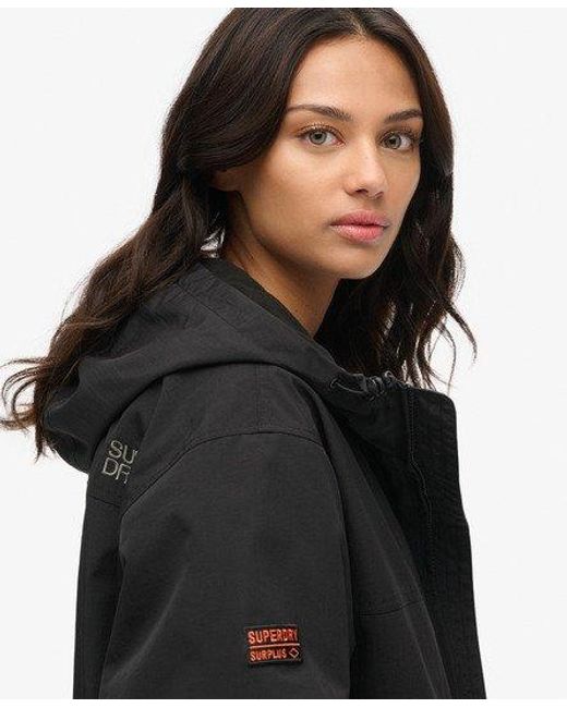 Superdry Oversized Surplus Nylon Hooded Bomber Jacket in Black | Lyst UK