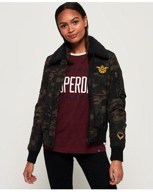 Superdry Delta Bomber Jacket Camo in Red | Lyst