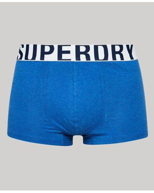 Superdry Organic Cotton Trunk Logo Double Pack in Blue for Men | Lyst