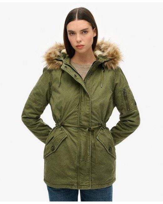 Superdry Field Parka Coat in Green | Lyst