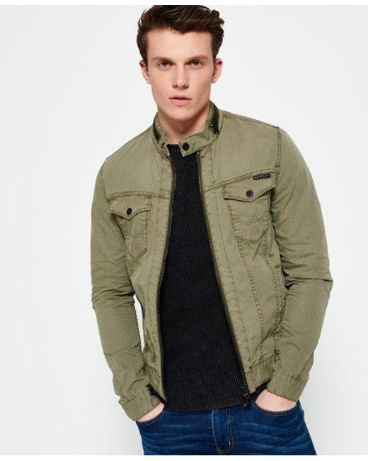 Superdry Denim Biker Jacket Trench in Green for Men | Lyst
