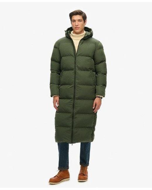 Superdry Extra Long Puffer Coat in Green for Men | Lyst
