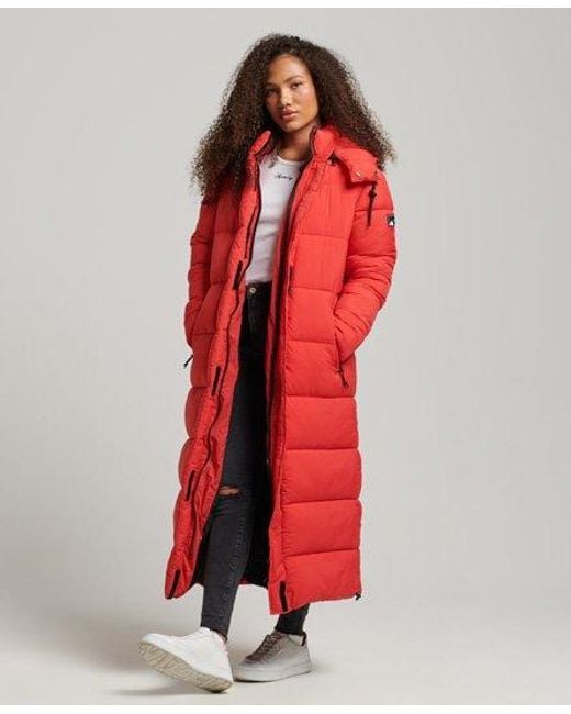 Superdry Ripstop Longline Puffer Jacket High Risk in Red | Lyst
