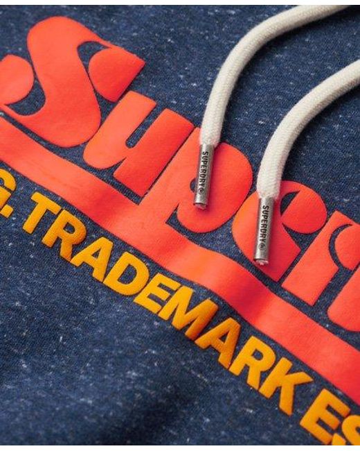 Superdry 70s Retro Font Logo Relaxed Fit Hoodie in Blue for Men | Lyst