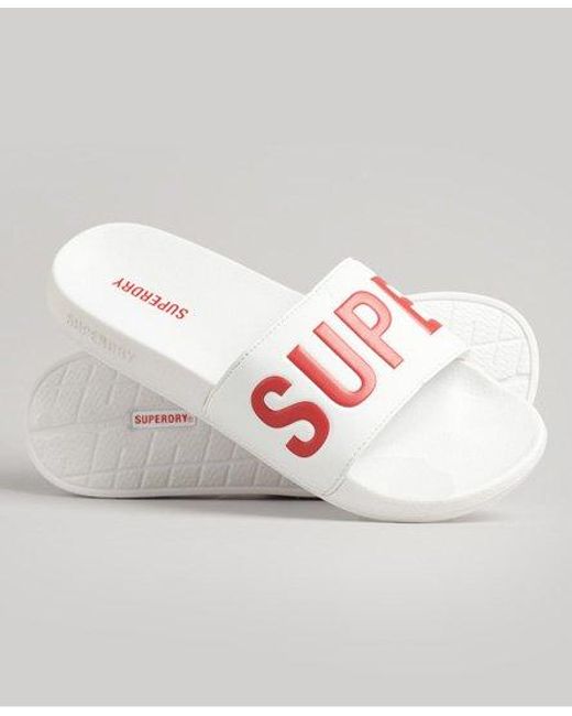 Superdry Core Pool Sliders Optic/Risk in Gray for Men | Lyst