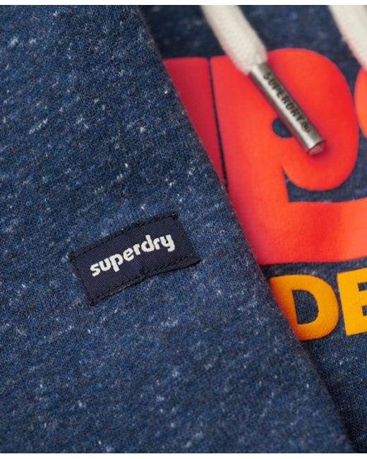 Superdry 70s Retro Font Logo Relaxed Fit Hoodie in Blue for Men | Lyst