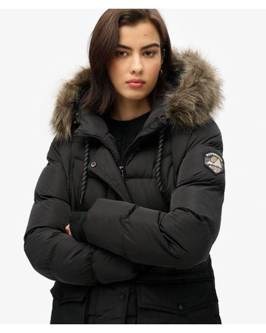 Superdry Classic Everest Mid Faux Fur Puffer Coat In Black Lyst UK superdry-classic-everest-mid-faux-fur-puffer-coat-in-black-lyst-uk