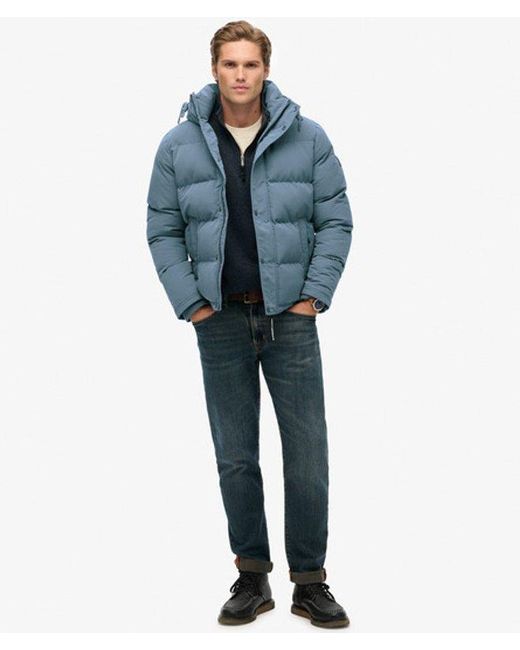 Superdry Everest Short Hooded Puffer Jacket in Blue for Men | Lyst