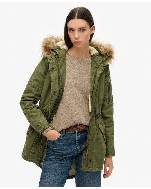 Superdry Field Parka Coat in Green | Lyst