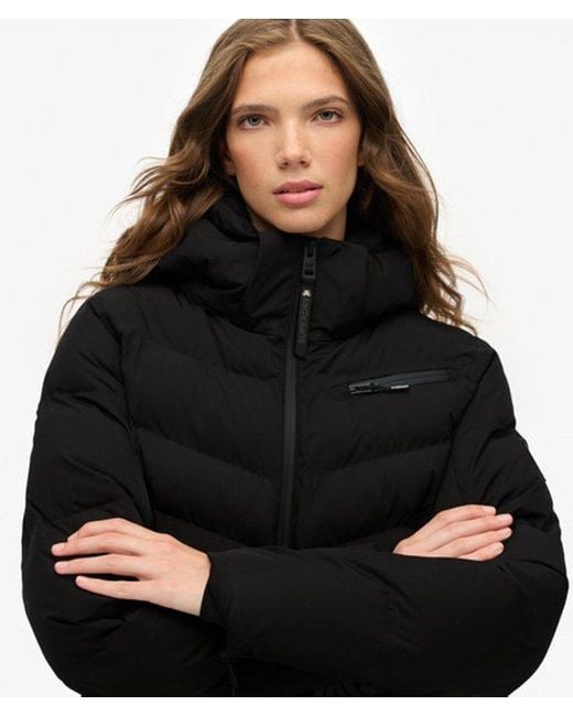 Superdry Luxe Belted Ski Padded Jacket in Black | Lyst