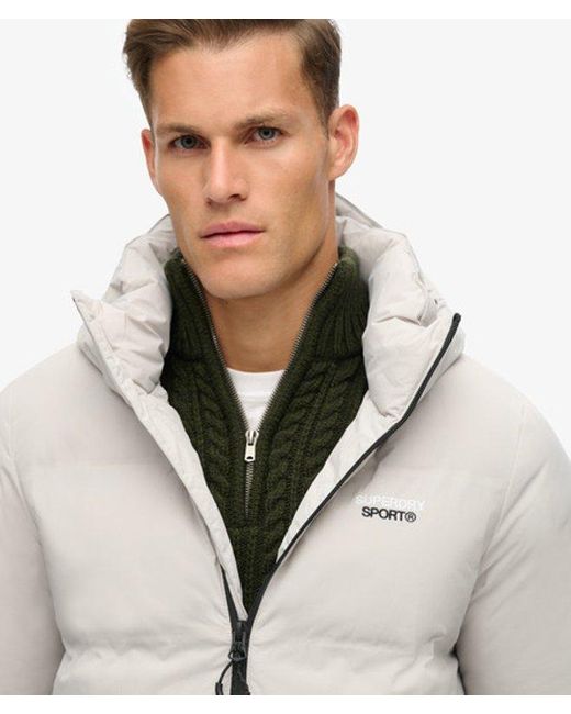Superdry Fully Lined Hooded Boxy Puffer Jacket in Grey for Men | Lyst UK