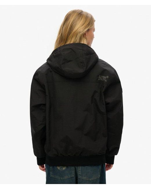 Superdry Oversized Surplus Nylon Hooded Bomber Jacket in Black | Lyst UK