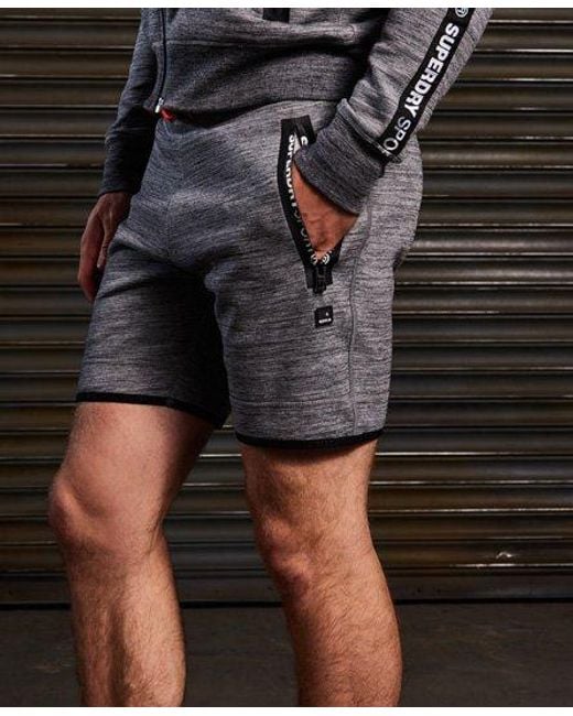 Superdry Gym Tech Slim Shorts Concrete Marl/Ice Space Dye in Black for ...