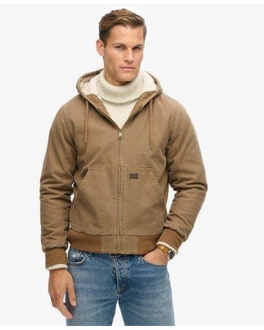 Superdry Vintage Workwear Hooded Bomber Jacket in Brown for Men | Lyst