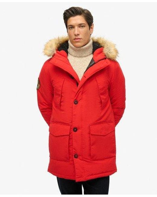 Superdry Everest Parka Coat in Red for Men | Lyst