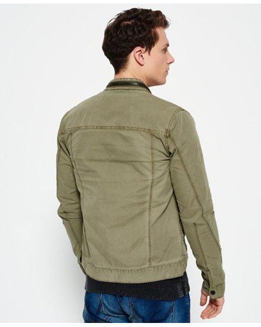 Superdry Denim Biker Jacket Trench in Green for Men | Lyst
