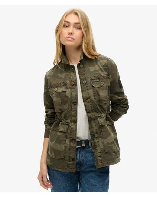 Superdry Embroidered Military Field Jacket in Green | Lyst