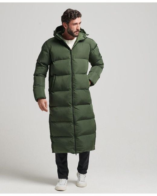 Superdry Extra Long Puffer Coat Green for Men | Lyst