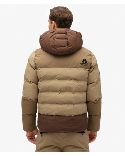 Superdry Ski Sports Padded Block Jacket in Brown for Men | Lyst UK