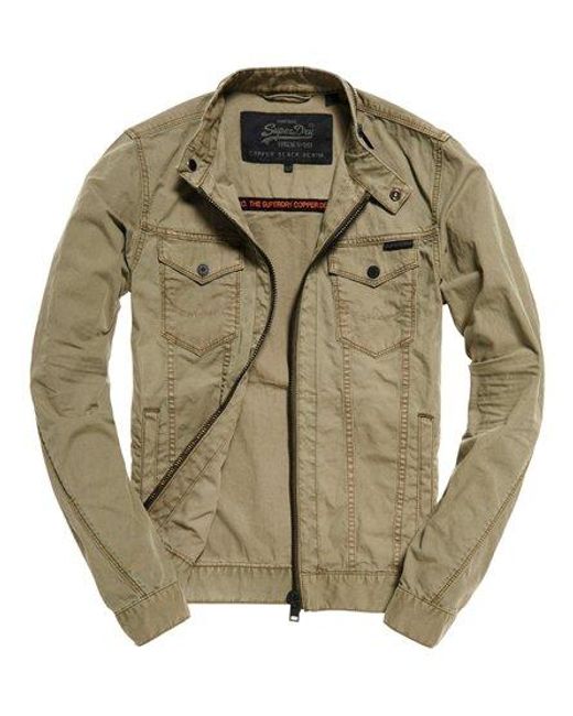 Superdry Denim Biker Jacket Trench in Green for Men | Lyst