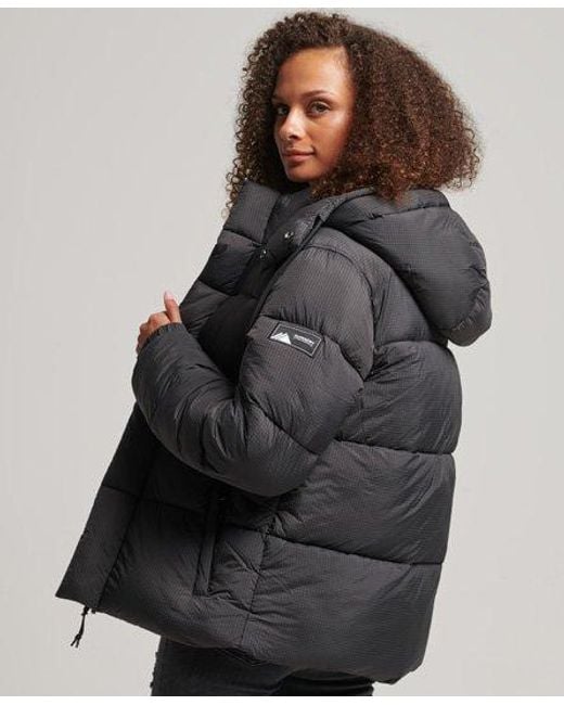 Superdry Hooded Ripstop Puffer Jacket Black in Gray | Lyst
