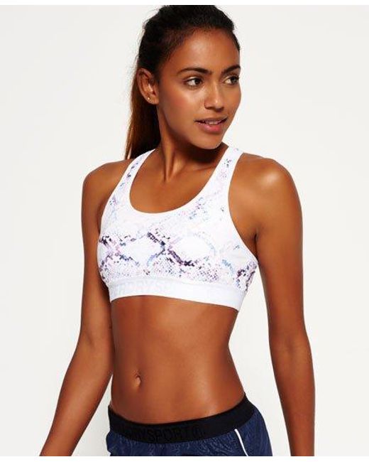 Superdry Core Gym Bra Python in White | Lyst