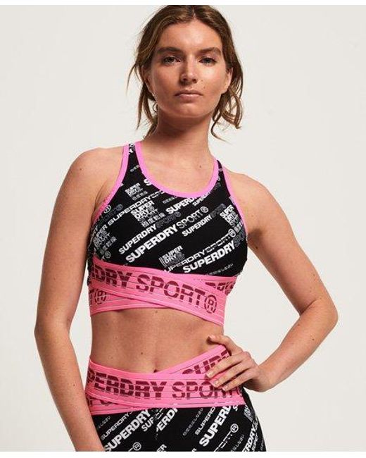 Superdry Core Cross Bra Mono Diagonal Logo in Pink | Lyst