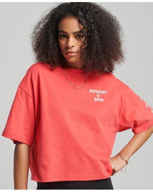 Superdry Code Core Sport T-Shirt Hyper Fire Coral in Red | Lyst