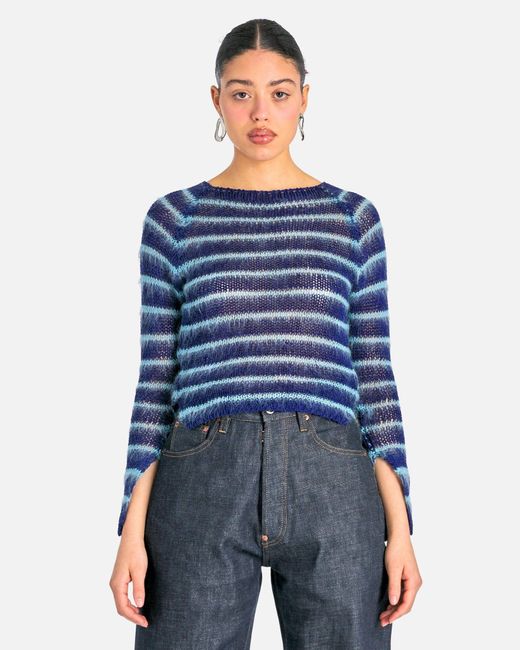 Marni Boat Neck Mohair Jumper In Blue Lyst