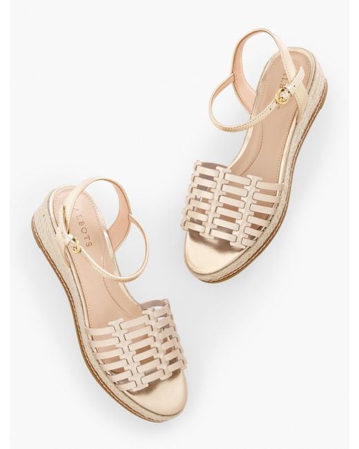 Talbots Pamela Metallic Woven Nappa Wedge Sandals in Natural | Lyst