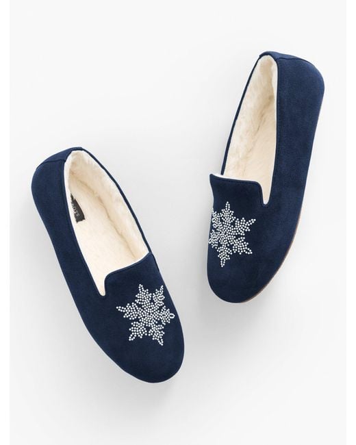 Talbots Fireside Suede Slippers in Blue | Lyst