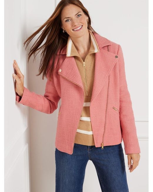 Talbots Tweed Moto Jacket in Red | Lyst