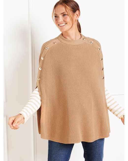 Talbots Plus Exclusive Button Poncho in Natural | Lyst