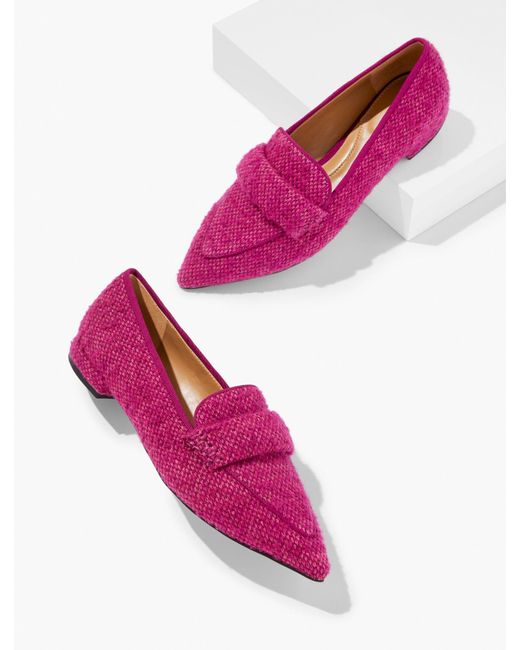 Talbots Scarlet Tweed Pointed Toe Loafers in Pink | Lyst UK