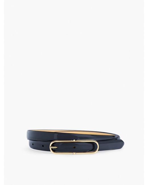 Talbots Patent Leather Slim Belt in Blue | Lyst