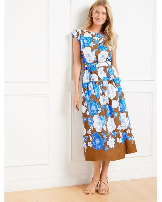Talbots Modern Poplin Midi Dress in Blue | Lyst