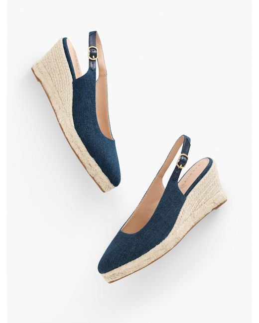 Talbots Vivi Denim Slingback Espadrille Wedges in Blue | Lyst