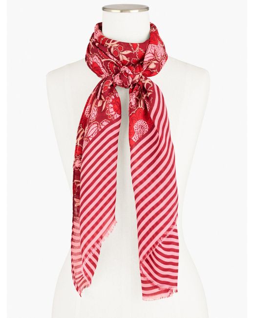 Talbots Majestic Blooms Oblong Scarf in Red | Lyst