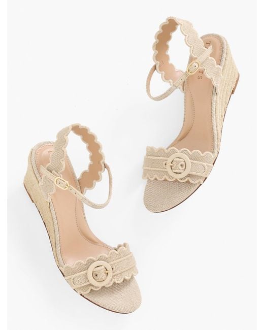 Talbots Royce Metallic Scalloped Wedge Sandals in Natural | Lyst