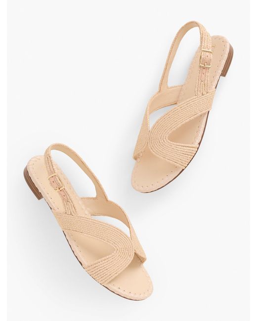 Talbots Keri Curved Raffia Slides in Natural | Lyst