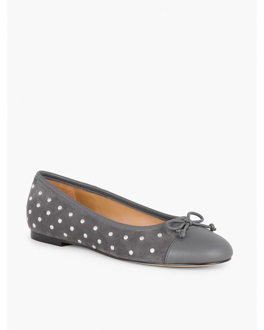 Talbots Blair Studded Suede Ballet Flats in Gray | Lyst