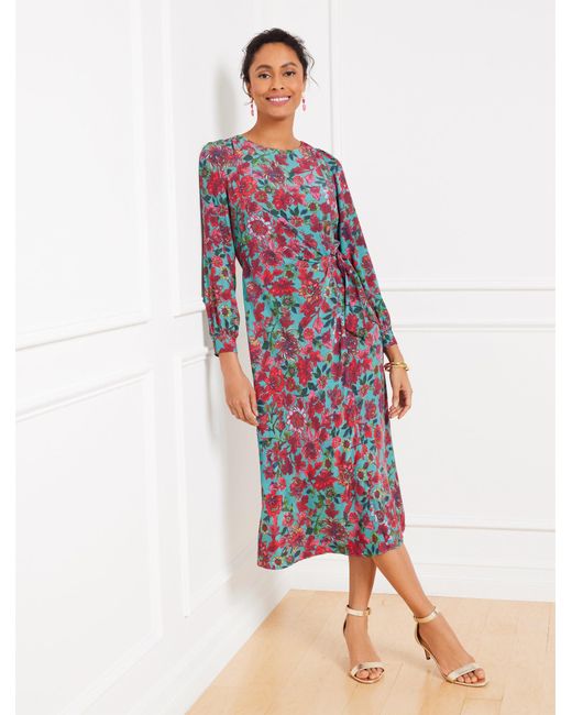 Talbots Side Tie Midi Dress in White | Lyst