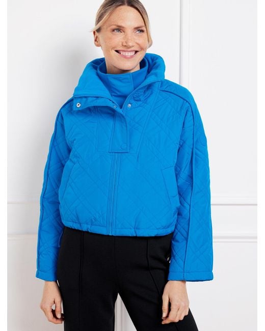 Talbots Cropped Puffer Jacket in Blue | Lyst