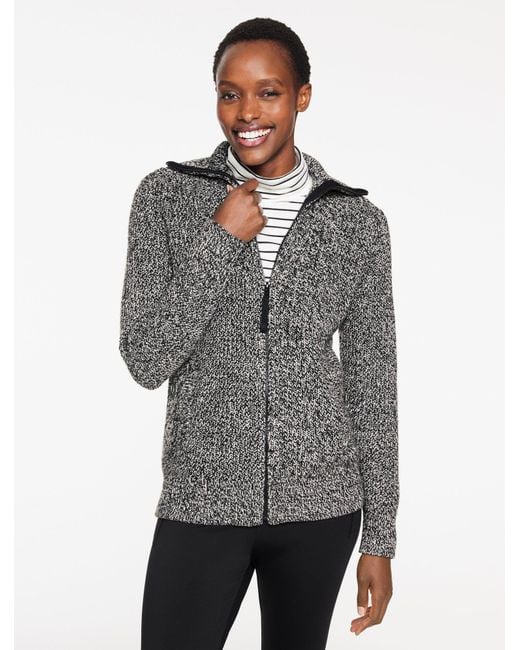 Talbots Soft Cable Sweater Jacket in Grey | Lyst UK