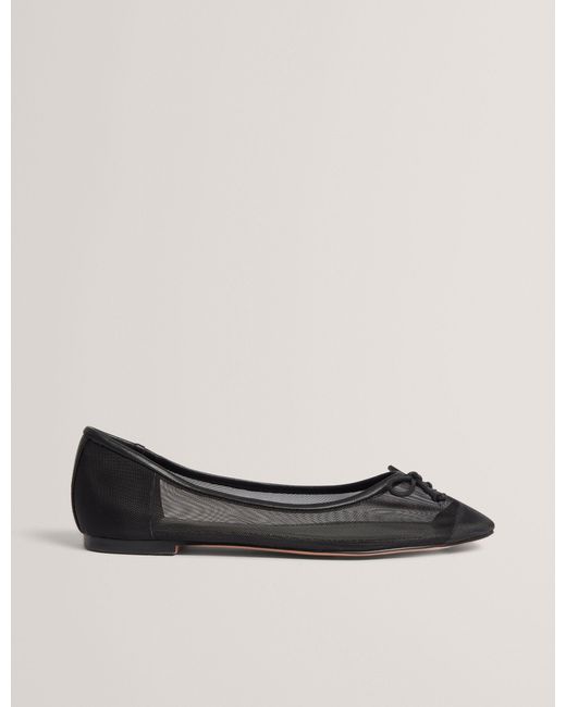Ted Baker Merrisa Sheer Mesh Bow Ballet Flats in Black | Lyst UK