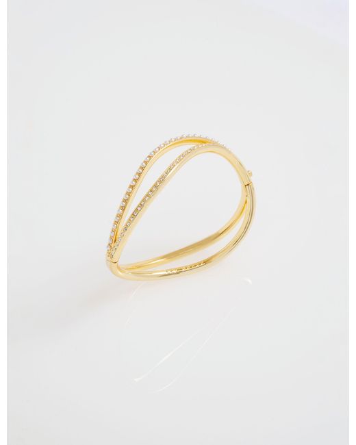 Ted Baker Crystal & Pearl Wave Bangle Bracelet in Metallic | Lyst UK